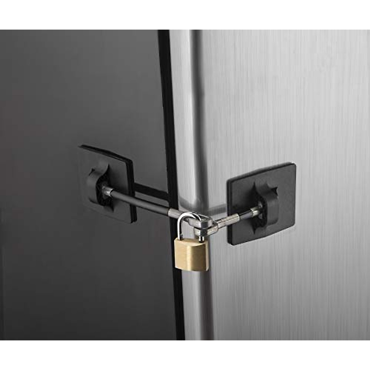 Computer Security Products Refrigerator Door Lock With Padlock, Black