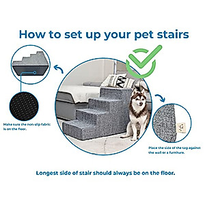 Best Pet Supplies Foam Pet Steps for Small Dogs and Cats, Portable Ramp Stairs for Couch, Sofa, and High Bed Climbing, Non-Slip Balanced Indoor Step Support, Paw Safe - Brown Linen, 5-Step (H: 22.5")