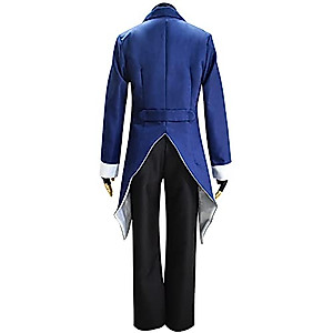 MengXin Hazbin Hotel Moxxie Helluva Boss Cosplay Costume Halloween Party Blue Tuxedo Uniform Outfits (Medium, Blue)
