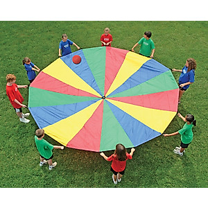 Palos Sports - Heavy Duty Standard Parachute 24' with 20 Handles, Kids Parachute for Cooperative play - Comes with Carrying Bag | Multi-colored