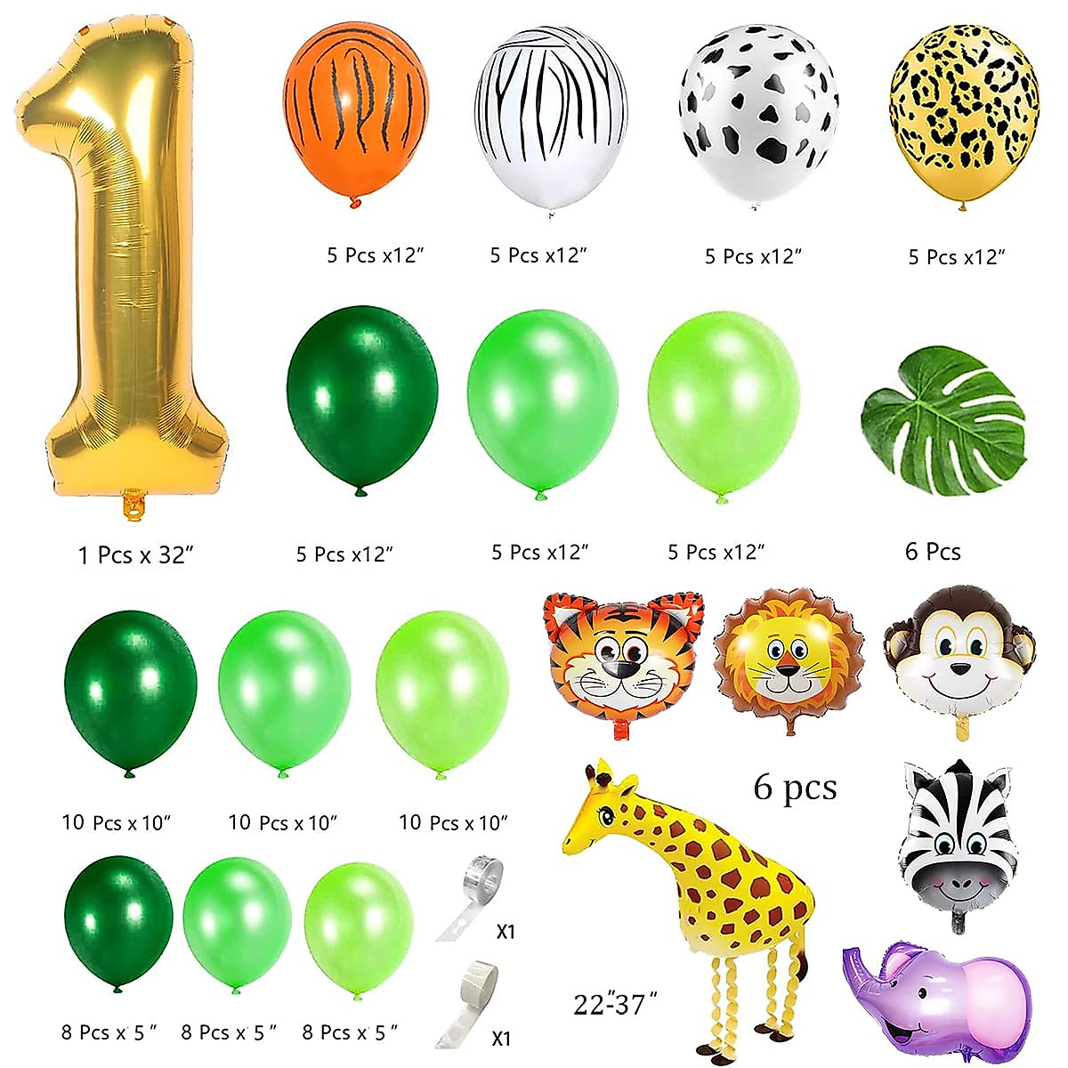 Tsoifu Safari 1st Birthday Decorations for Boy Wild One Backdorp Happy Birthday Banner Jungle Themed Tablecloth Balloon Garland Kit