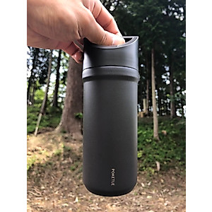 Poketle Personal Insulated Bottle, 380ml, Stainless Steel Tumbler, Lightweight, Good for Hot and Cold Drinks, Charcoal Gray