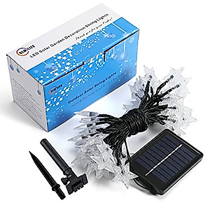 SEMILITS Solar String Lights 50LEDs Crystal Star Christmas Lights for St. Patrick's Day Garden Patio Decorations (Green)