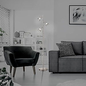 O’Bright Ash - 3-Light LED Tree Floor Lamp, Dimmable 3-Head LED, Multidirectional Standing lamp, Adjustable Multi-Shade, Swivel Cone Floor Lamp for Living Room, Bedroom, Antique Brass