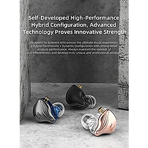 KZ ZEX Earbuds 1 electrostatic + 1 Dynamic Earphone in Ear Monitor Headphone with Detachable Cables Suitable for Audio Engineer, Musician (Rose Gold, Without Mic)