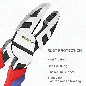 WORKPRO 8-Inch Linesman Pliers in CRV Steel for Twisting and Cutting Wires, Clamping Screws