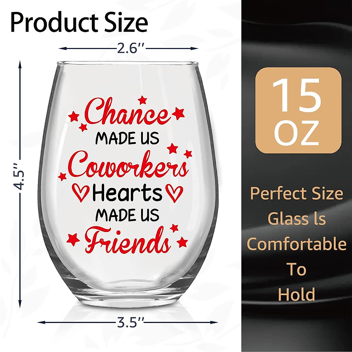 Pishovi Chance Made Us Coworkers Hearts Made Us Friends Wine Glass with Gift Box, Gift for Colleagues Leaving Employee Leaving Farewell Retirement Boss,Unique Gifts for Coworkers