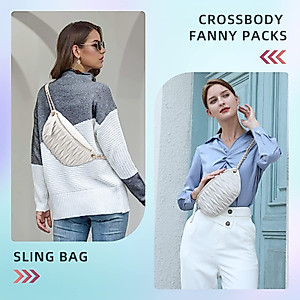 Keyli Fanny Pack Crossbody Bags for Women, Fashion Striped Belt Bag Waist Pack Christmas Gifts for Women with Adjustable Strap Waterproof Sling Bag Cross body Purse for outdoor Running Traving (White)