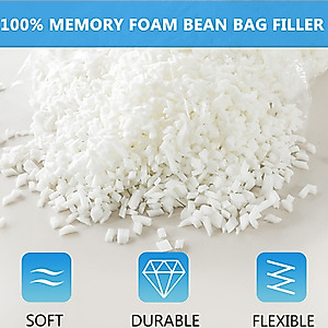 WhatsBedding 10 lbs Bean Bag Filler - Shredded Memory Foam Filling - Premium Bean Bag Chairs Filler for Cushion - Convenient Pillow Stuffing Foam Refill(10 Pounds)
