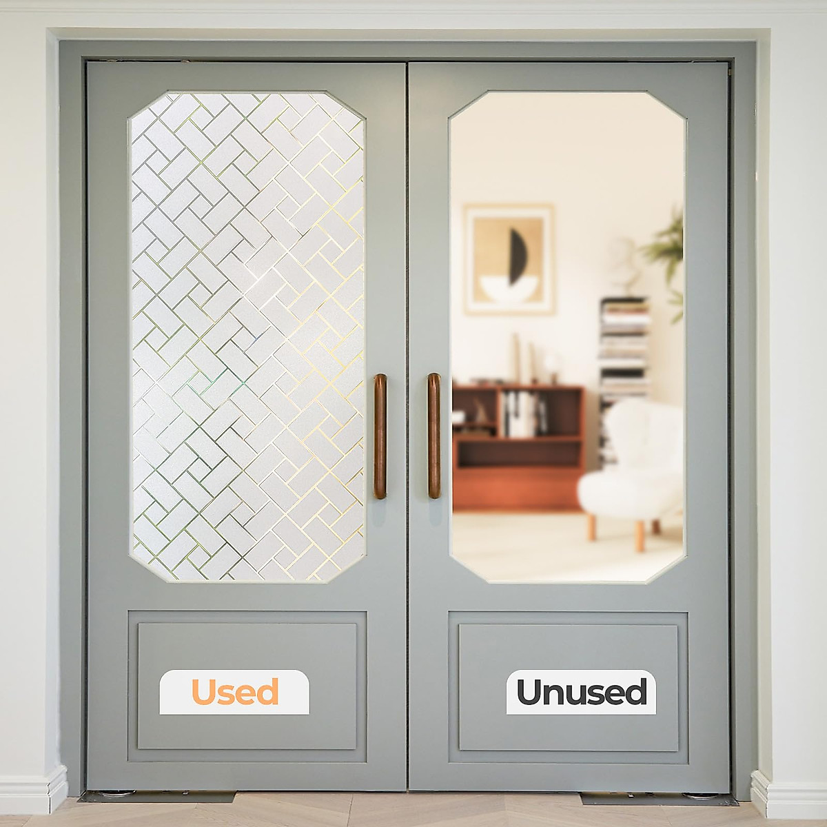 Coavas Window Privacy Film Non-Adhesive Privacy Window Film Frosted Glass Window Film Sun Blocking Window Film Heat Control UV Blocking for Home Office, 17.5 x 78.7 inches