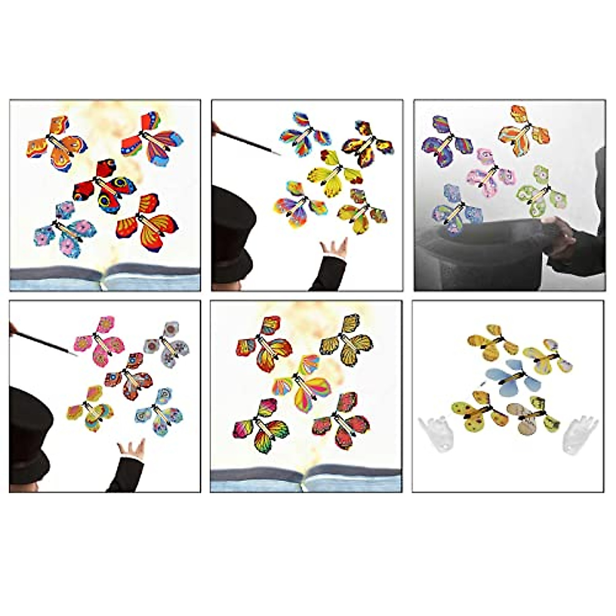 Esquirla 5X Clockwork Butterfly, Wind up Butterfly Toys, Novelty Fairies Flying Butterfly for Birthday Christmas Party Bag Fillers Decoration Surprise, Style C