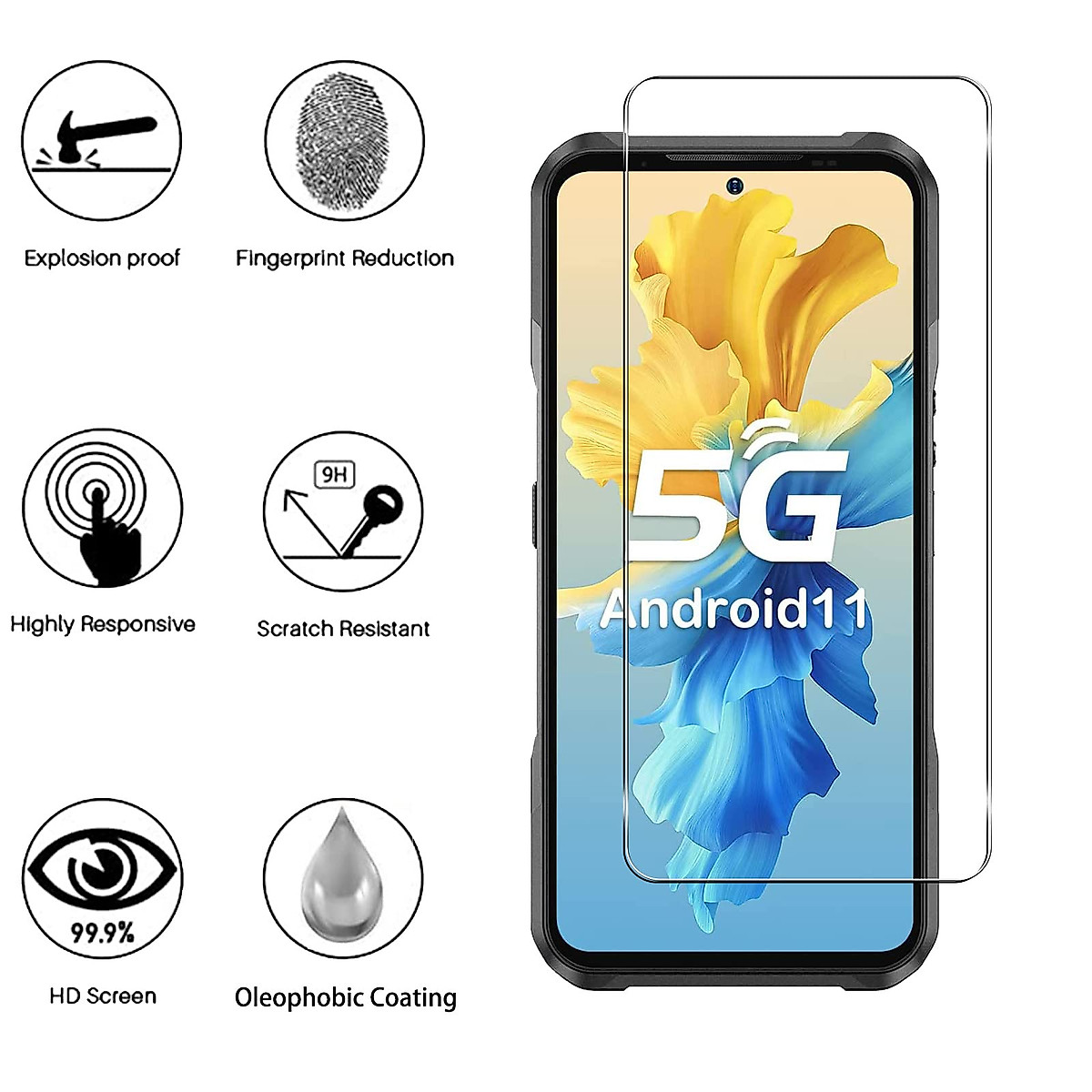 LCTONG (3 Pack) Screen Protector for DOOGEE V20 (2022)- Bubble Free- Scratch Resistant- Easy to Install, 9H Hardness Tempered Glass Screen Protector Compatible DOOGEE V20 (2022)