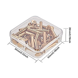 INCREWAY Phillips Screws, 30 Sets 5mm X 25mm Copper Plated Chicago Binding Screws Round Cross Head Stud Screw Posts Nail Docking Rivet Chicago Button, Brass Tone