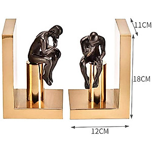 Bookend Supports HeavyDuty ， Small Humanoid Bookend Book Organizer Set of Two Iron Children Adults Desk Office Home Decoration Gift