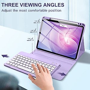 Harvopu Keyboard Case Compatible with iPad Air 11-inch M2/ 10.9 Inch Air 5th 4th Generation Case with Keyboard-Backlit Detachable, Folio Cover with Pencil Holder for Air 11 2024/Air 5/Air 4 (Purple)