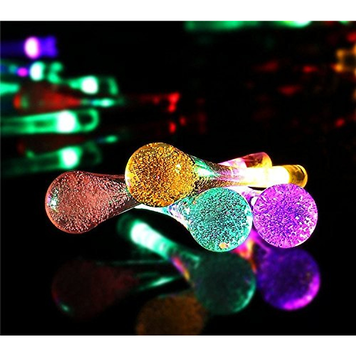 KORADA Solar Strings Lights, 20 Feet 30 LED Water Drop Solar Fairy Lights, Waterproof Lights for Garden, Patio, Yard, Home, Parties- Multi Color