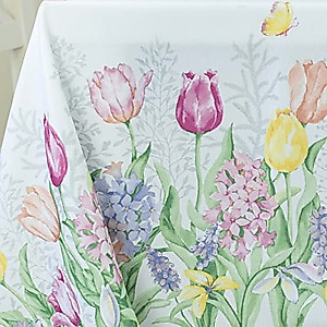Benson Mills Spring Tablecloth, Heavyweight Fabric Spillproof Indoor/Outdoor Easter and Spring Table Cloth (Fiona, 60" X 120" Rectangular)