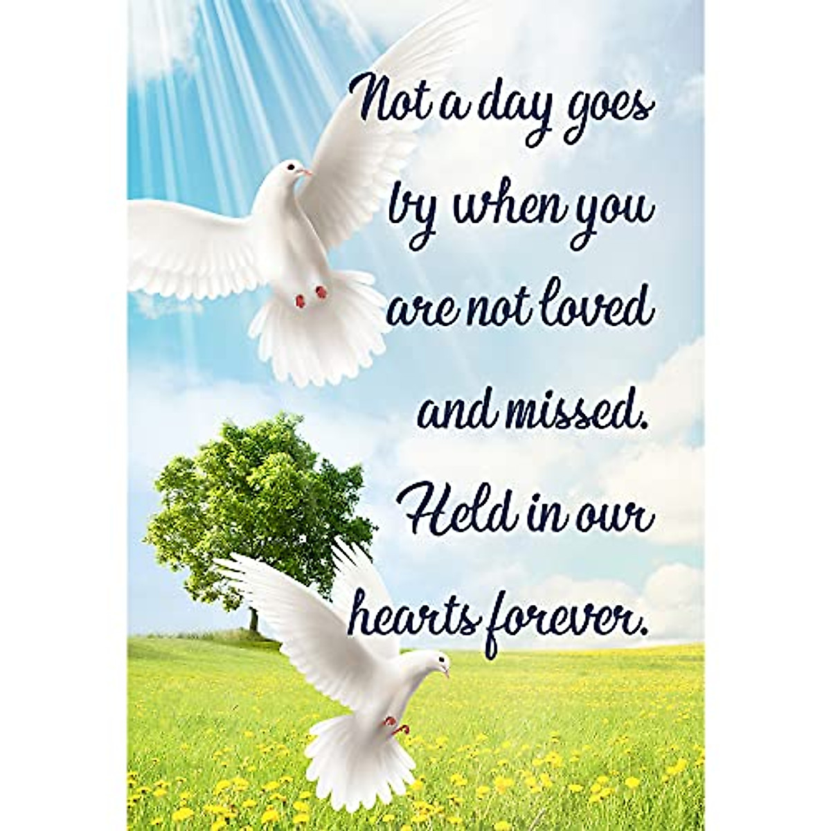 America Forever Garden Flag - Loved and Missed, Cemetery Memorial Religious Bereavement Garden Flags 12x18 Double Sided, Yard Outdoor Decorative Flag