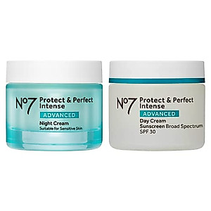 No7 Protect & Perfect Day & Night Face Moisturizer Bundle - Includes Intense Advanced Day Cream with SPF and Intense Advanced Night Cream for Face - 2-Piece Bundle