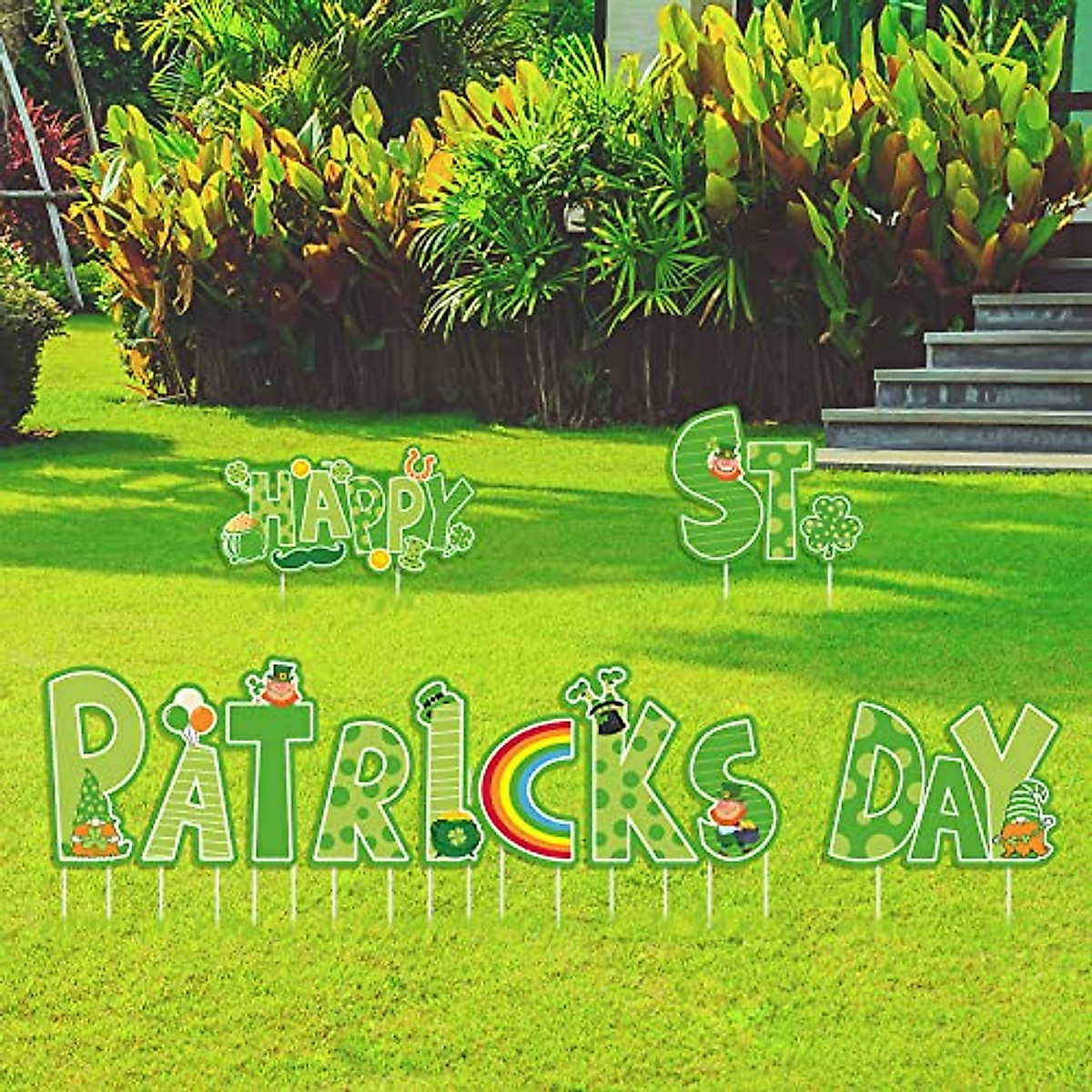 Whaline 11Pcs St. Patrick's Day Yard Signs with 22Pcs Stakes Cartoon Happy St. Patrick's Day Lawn Sign for Indoor Outdoor Home Lawn Decorations Holiday Anniversary Ornaments Party Supplies