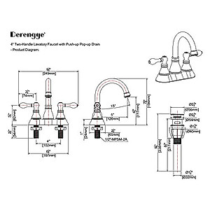 Derengge F-4501-CS Two Handle Bathroom Sink Faucet with Pop up Drain,Meets cUPC NSF 61-9 AB1953,Brushed Gold
