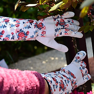 Vgo... 1-Pair Natural Genuine Goatskin Leather Gardening Gloves, Long Cuff Protection, High Dexterity Grip Gloves (Size S, White, GA9658-W)