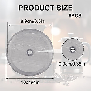 Rukinovi 6 Pieces 4 Inch French Press Filter for 1000 Ml,34 Oz,8 Cup French Press Coffee Maker.Stainless Steel Replacement Parts for French Press Coffee Maker (6)