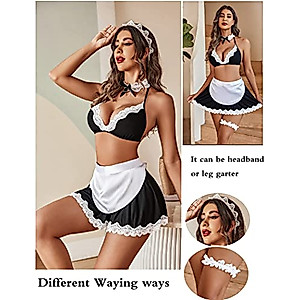 Avidlove French Maid Lingerie Women's Exotic Costumes Role Playing Lingerie Schoolgirl Lingerie Black Large