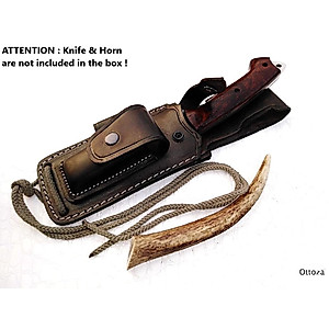 Ottoza Handmade Leather Knife Sheath SIDE DRAW Knife Sheath - Bushcraft Knife Sheath - Hunting Knife Sheath - Survival Knife Sheath - Vertical Knife Sheath Dark Brown TOP GRAIN LEATHER No:207