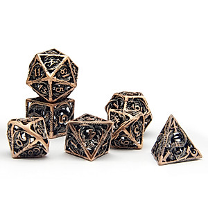DND Dice Set Polyhedral Metal Dice Dungeons and Dragons Ttrpg Role Playing Game D&D Dice Set 7pcs D8 D4 D12 D20 & D10(Random distribution color Ancient-leaden Grey or Ancient red copper)