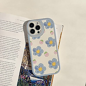 PNATEE Case Compatible for iPhone 13 Mini, Cute Flower Soft TPU Protective Bumper Cover Women Girls, Blue Floral Pattern Phone Case for iPhone 13 Mini (5.4 inch)