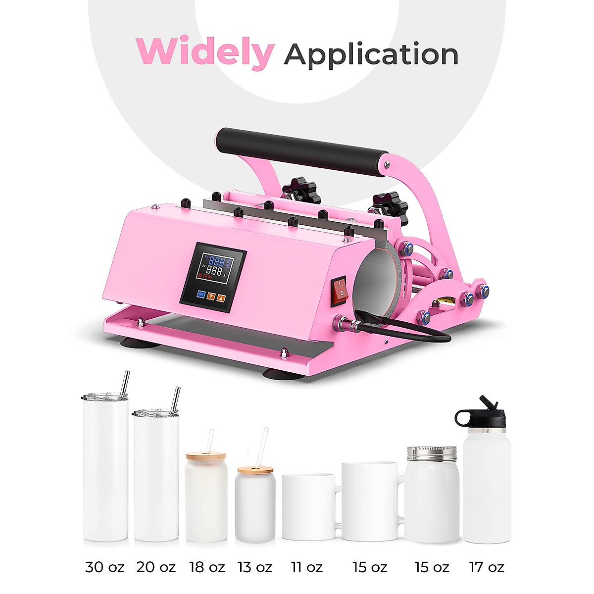 Pro 30 OZ Tumbler Heat Press Machine, Findcolor Mug Press for 11 OZ 15 OZ 16 OZ 20 OZ 30 OZ Straight Skinny Sublimation Tumblers, Cup Heat Press DIY Sublimation 30OZ Tumbler Press (Pink)
