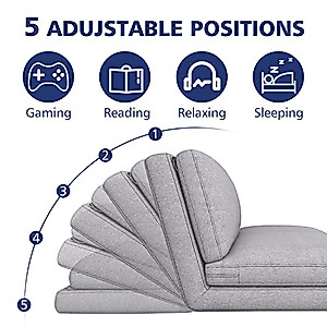 VANCIKI Convertible Sofa Bed Twin Living Room Couch Futon Chair Adjustable Backrest Foldable Floor Sleeper for Small Room, Apartment, Guest Room, Gray