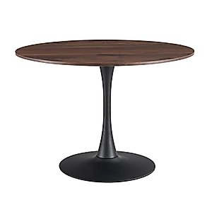 41.7" Modern Round Dining Table with Pedestal Base in Tulip Design, Mid-Century Leisure Table for Living Room Kitchen & Dining Room (Brown)