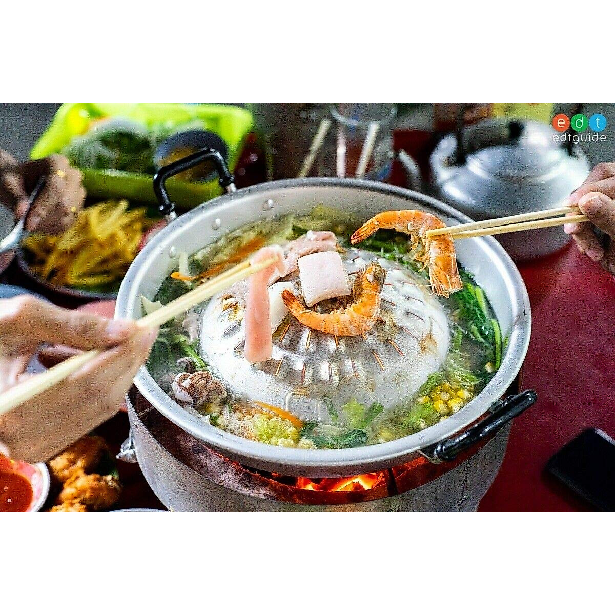 mamameya2511 1Set(Pan+Stove) Mookata Thai Korean Bbq Smoke Steak Grill Charcoal Aluminium 14"