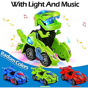 Jinsiy Dinosaur Toys for Kids 3-5,Automatic Dino Transformers Toys,2 in 1 Dinosaur Toy Cars for Kids Boy Toys,Dino Toy Cars Christmas Birthday Gifts for Toddlers Boys Girls (Green)