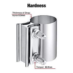 EVIL ENERGY 2.5 Inch Exhaust Clamp,2 1/2" Butt Joint Band Clamp Sleeve Coupler Stainless Steel for Pipes,Mufflers,Catalytic Converters