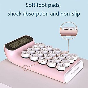 QONIA Retro Calculator Mechanical Keyboard Portable Computer 10 Digit LCD Display Financial Office Fashion Calculator-Pink