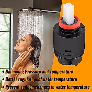 N40HKC Shower Cartridge Replacement,Fit for SR SUN RISE Shower Cartridge,Black 40mm Shower Faucet Cartridge,for Tub/Shower Faucet, Shower Mixer Valve, Ceramic Shower Single Lever
