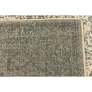 Unique Loom Tuareg Collection Vintage Distressed Traditional Center Medallion Area Rug, 8 x 10 ft, Cream/Slate Blue