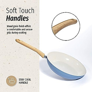 GoodCook 10-Piece Healthy Ceramic Titanium-Infused Cookware Set with Pots, Pans, Steamer, Spoon, and Turner, Nonstick Pots and Pans Set for Kitchen, Light Blue