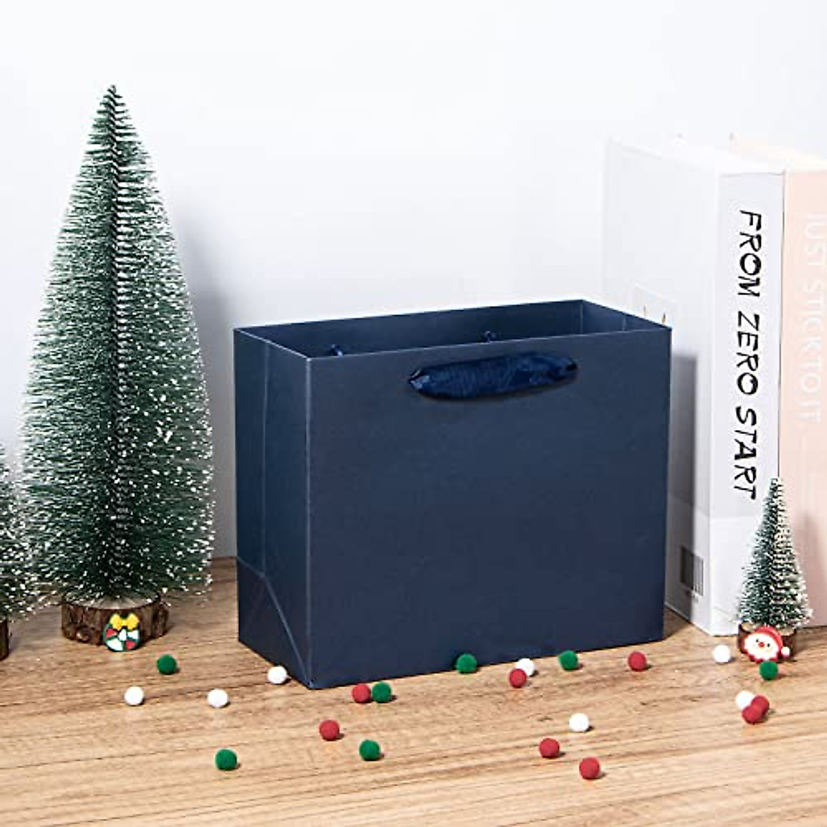 Sdootjewelry Blue Gift Bags, Navy Gift Bag with Handles 8.7×3.9×7.1'' Kraft Paper Bags 20 Pack Heavy Duty Shopping Bags Matte Paper Bags Party Bags Shopping Bags Merchandise Bags