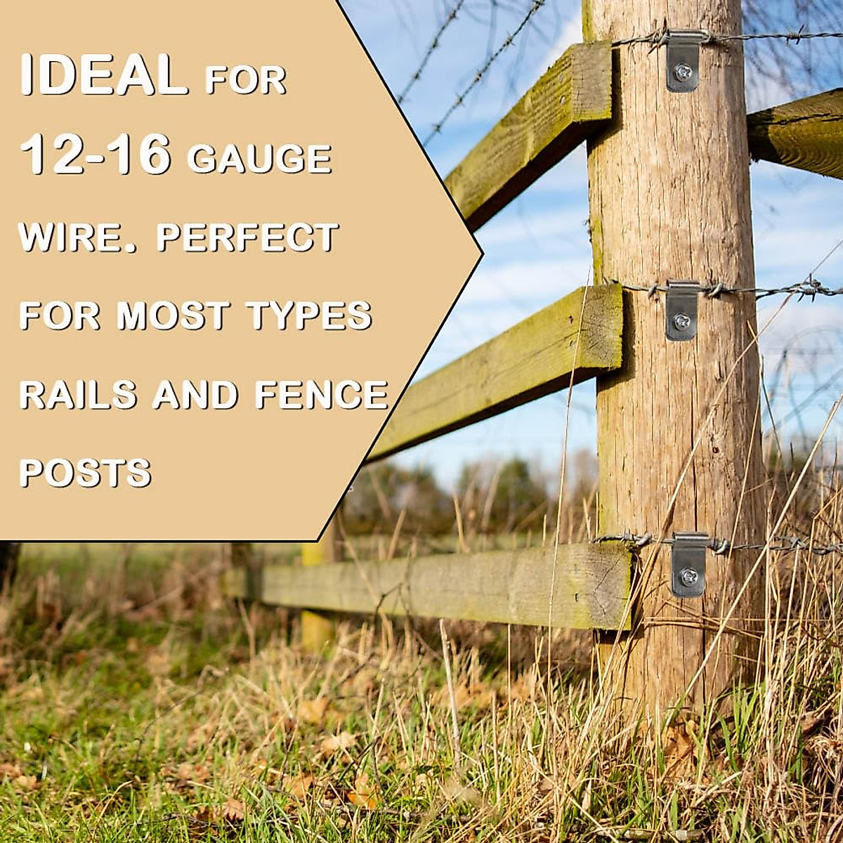 Wire Fence Clips 100 Pcs Fence Wire Clamps Stainless Steel Fencing Mounting Clips with 100 Pcs Stainless Steel Screws for 12-16 Gauge Welded Wire to Wood, Metal or Vinyl Fence (100 PCS)