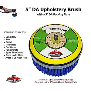 Detail Direct Carpet and Upholstery Brush Kit with 5" Backing Plate for Dual Action Polishers, Hook and Loop (3 Piece Set)