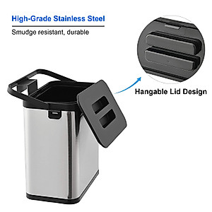 0.8GAL Compost Bin Indoor Kitchen Sealed by SUBEKYU, Stainless Steel Small Hanging Trash Can with Lid for Cabinet Door, Metal Compost Bucket and Garbage Can for Under Sink/Wall Mounted/Countertop