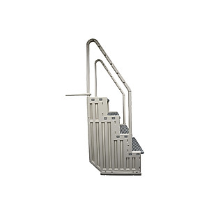 Confer Plastics Step-1X: Sturdy Above Ground Entry System with Dual Handrails and Slip-Resistant Steps, Easy Installation, Supports up to 400 lbs - Proudly Made in USA. Warm Grey with Grey Treads