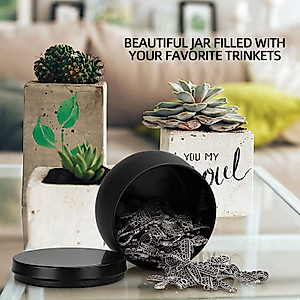 Timueetech 24 Pcs All-Black 8oz Candle Tins and 24 Pcs Wooden Candle Wick Centering Device and 32pcs Candle Label, All-Black 8oz Candle Tins Inside and Outside, Empty Candle Jars with Lids Bulk