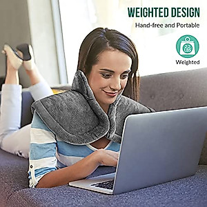 Heating Pad for Back Pain Relief, Snailax Electric Large Heating Pad for Neck and Shoulders,Cramps, Neck Warmer Weighted Wearable Back Heated Wrap, 6 Heat Settings & Auto Shut Off, Washable,Gifts