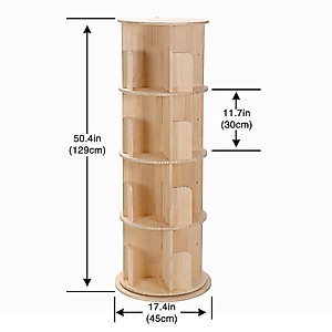 hhgrapehh Rotating Bookshelf, 360 Display Corner Bookshelf for Small Space, 4 Tier Floor Standing Bookcase Storage Rack, Wood Narrow Organizer for Bedroom, Living Room, Study Room, Kids&Adults Solid