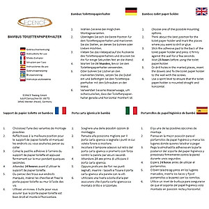 ECENCE 1x Wooden Toilet Paper Roll Holder Wall Mounted Without Drilling Natural Bamboo Toilet Roll Holder Ecological Toilet Paper Dispenser